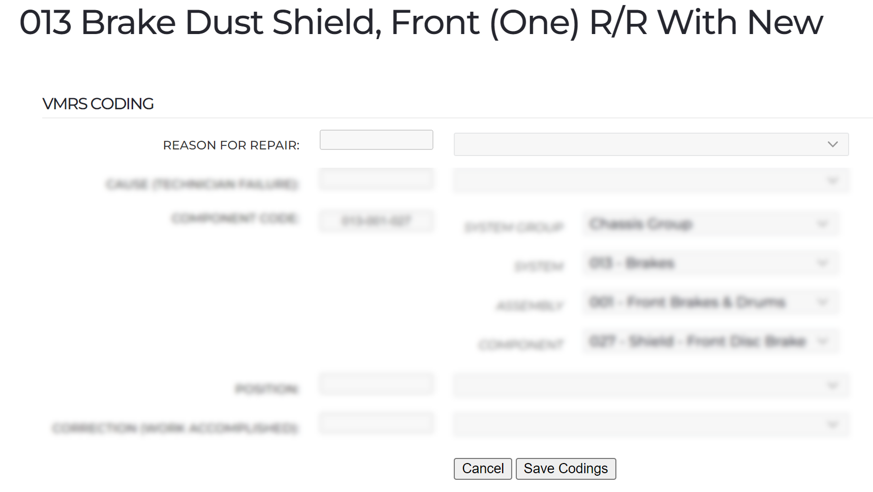 VMRS Code Key 14 Reason for Repair – PACCAR Solutions