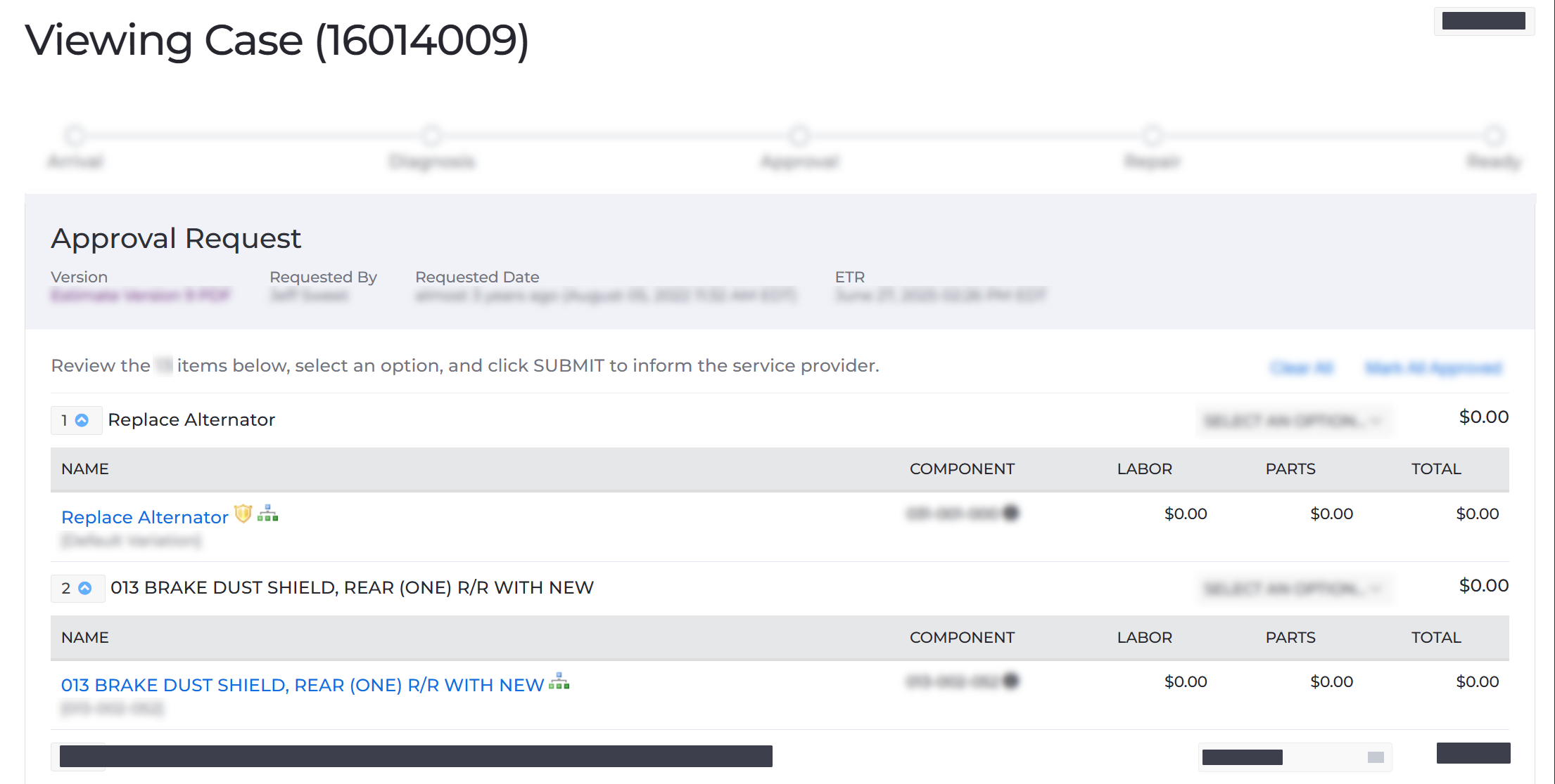 Estimate Display for Warranty and Goodwill Repairs – PACCAR Solutions